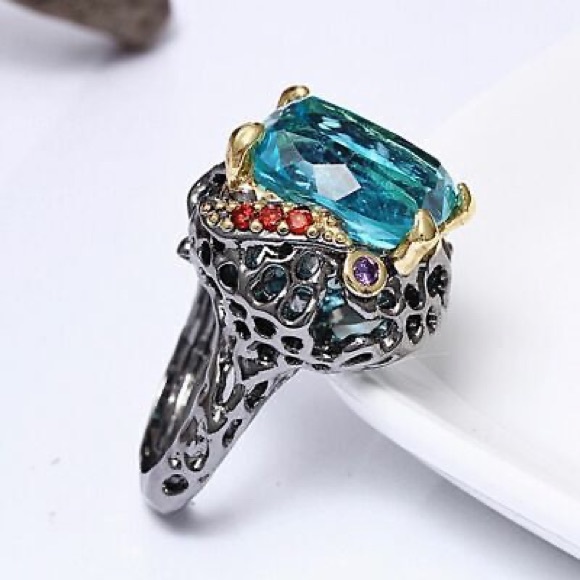 Jewelry | Dreamcarnival 1989 Brand New Gothic Ring For Women Big Blue ...